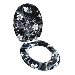 CONART WC daska, lakirani medijapan, dezen white flower,p - KSD532