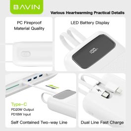 BAVIN Power bank 20000mAh 22.5W, bela - 90314