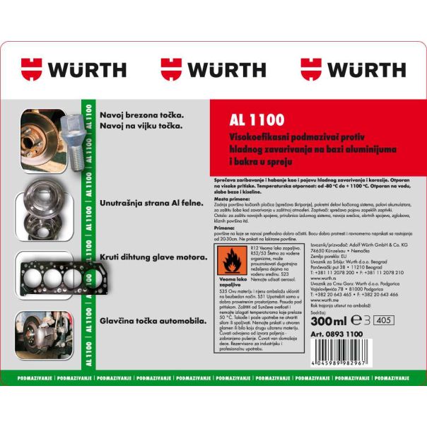 WURTH AL 1100 sprej, 300ml - 08931100