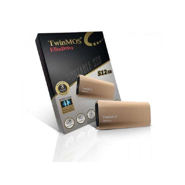 TwinMOS Eksterni SSD 512GB EliteDrive Gold USB 3.2/Type-C PSSDFGBMED32G ...