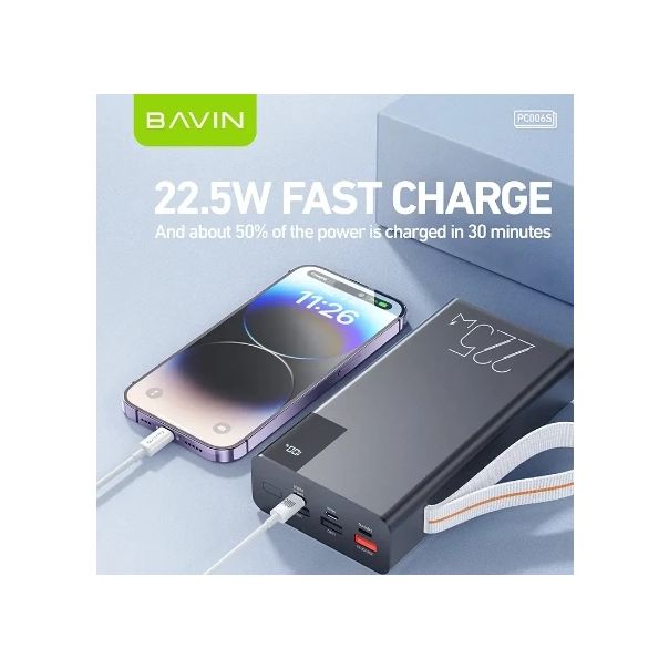BAVIN Power bank 30000mAh 22.5W QC3.0, crna - 90319
