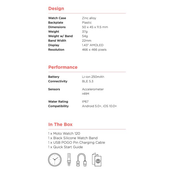 MOTOROLA Pametni sat Moto Watch 120, crna - SW417